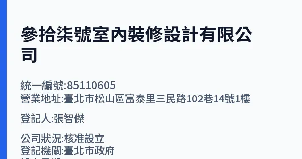 參拾柒號室內裝修設計有限公司的照片-統編 85110605(臺北市) 公司登記資料與營業項目詳細圖表