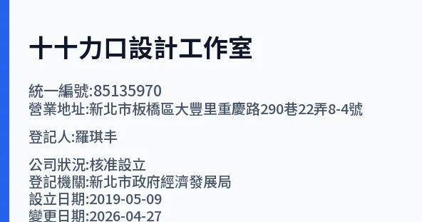 十十力口設計工作室的照片-統編 85135970(新北市) 公司登記資料與營業項目詳細圖表