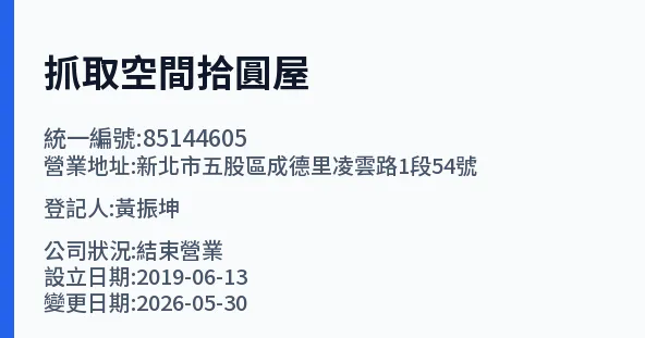 抓取空間拾圓屋的照片-統編 85144605(新北市) 公司登記資料與營業項目詳細圖表
