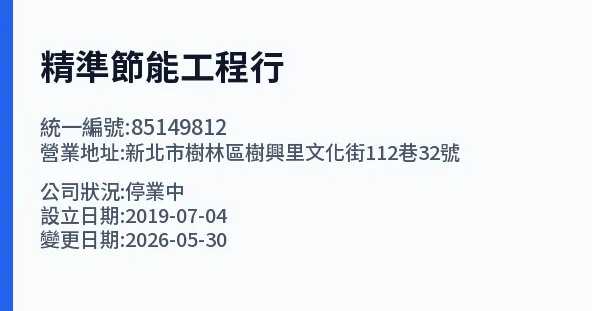 精準節能工程行的照片-統編 85149812(新北市) 公司登記資料與營業項目詳細圖表