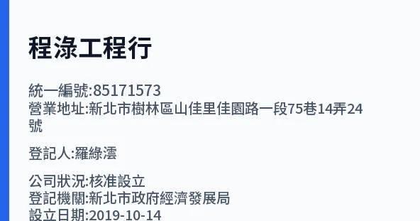 程淥工程行的照片-統編 85171573(新北市) 公司登記資料與營業項目詳細圖表