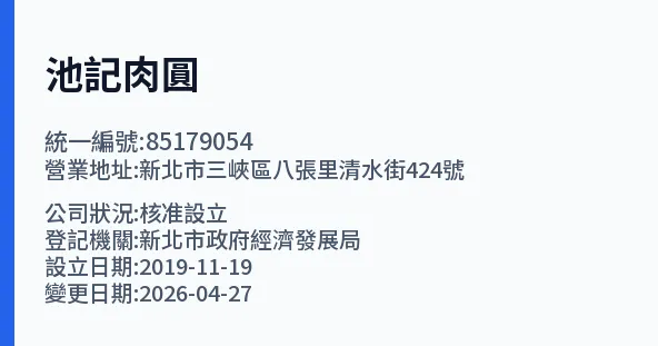 池記肉圓的照片-統編 85179054(新北市) 公司登記資料與營業項目詳細圖表