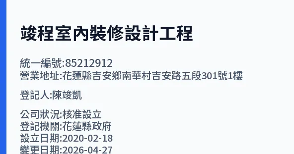 竣程室內裝修設計工程的照片-統編 85212912(花蓮縣) 公司登記資料與營業項目詳細圖表