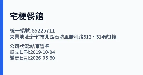 宅梗餐館的照片-統編 85225711(新竹市) 公司登記資料與營業項目詳細圖表