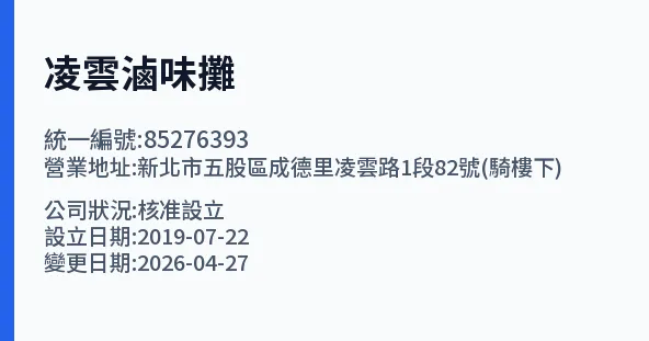凌雲滷味攤的照片-統編 85276393(新北市) 公司登記資料與營業項目詳細圖表