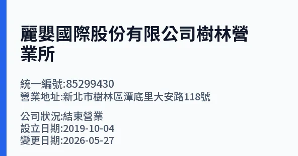 麗嬰國際股份有限公司樹林營業所的照片-統編 85299430(新北市) 公司登記資料與營業項目詳細圖表