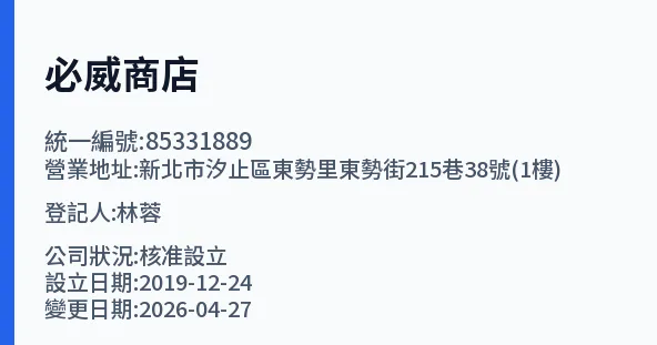必威商店的照片-統編 85331889(新北市) 公司登記資料與營業項目詳細圖表