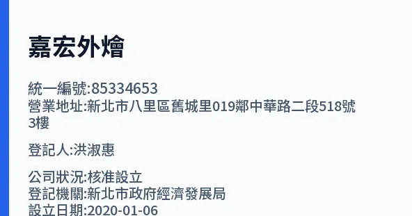 嘉宏外燴的照片-統編 85334653(新北市) 公司登記資料與營業項目詳細圖表