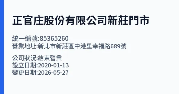 正官庄股份有限公司新莊門市的照片-統編 85365260(新北市) 公司登記資料與營業項目詳細圖表