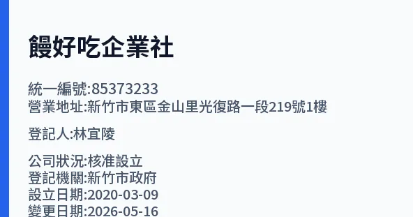 饅好吃企業社的照片-統編 85373233(新竹市) 公司登記資料與營業項目詳細圖表