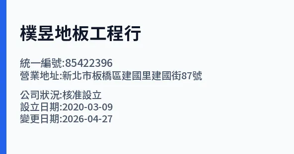 樸昱地板工程行的照片-統編 85422396(新北市) 公司登記資料與營業項目詳細圖表