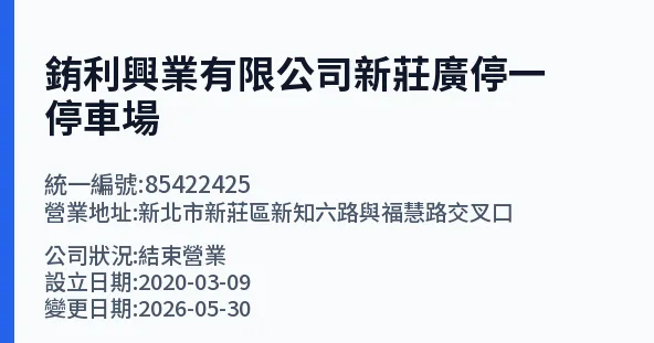 銪利興業有限公司新莊廣停一停車場的照片-統編 85422425(新北市) 公司登記資料與營業項目詳細圖表