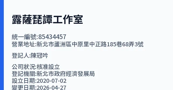 露薩琵譚工作室的照片-統編 85434457(新北市) 公司登記資料與營業項目詳細圖表