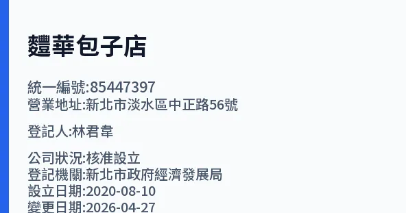 麷華包子店的照片-統編 85447397(新北市) 公司登記資料與營業項目詳細圖表