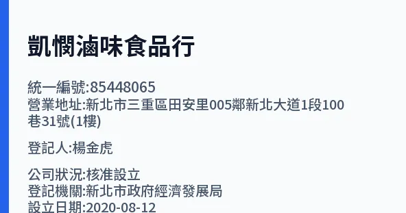 凱憫滷味食品行的照片-統編 85448065(新北市) 公司登記資料與營業項目詳細圖表