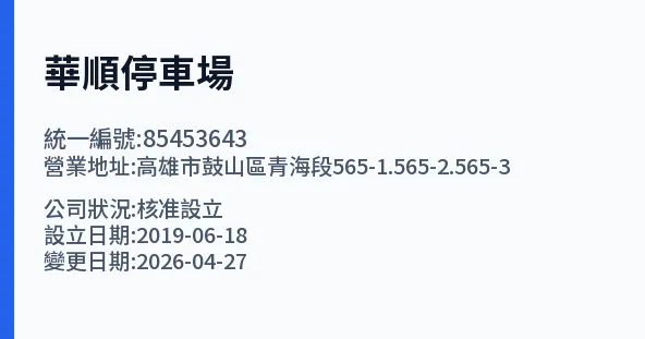 華順停車場的照片-統編 85453643(高雄市) 公司登記資料與營業項目詳細圖表