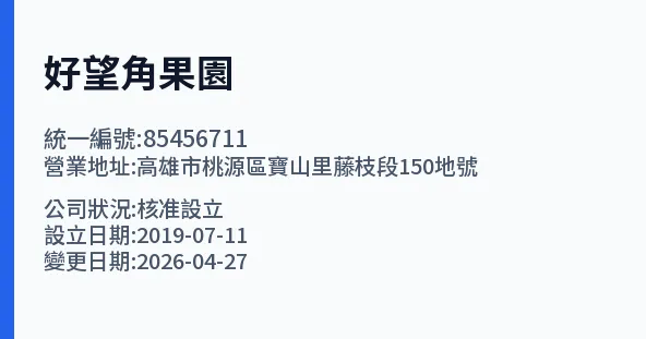 好望角果園的照片-統編 85456711(高雄市) 公司登記資料與營業項目詳細圖表
