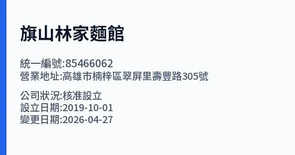 旗山林家麵館的照片-統編 85466062(高雄市) 公司登記資料與營業項目詳細圖表