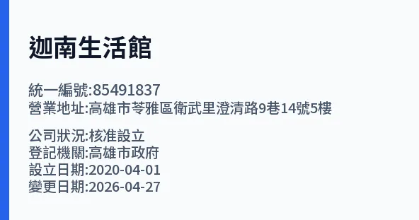 迦南生活館的照片-統編 85491837(高雄市) 公司登記資料與營業項目詳細圖表