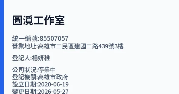 圖漞工作室的照片-統編 85507057(高雄市) 公司登記資料與營業項目詳細圖表