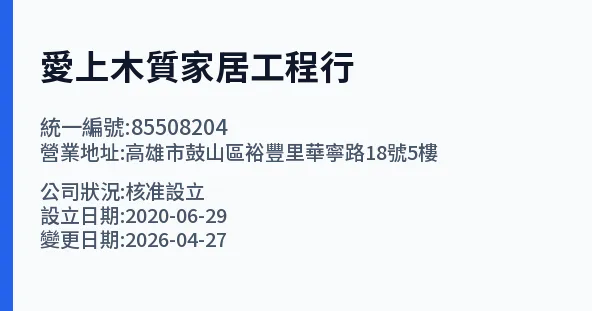 愛上木質家居工程行的照片-統編 85508204(高雄市) 公司登記資料與營業項目詳細圖表
