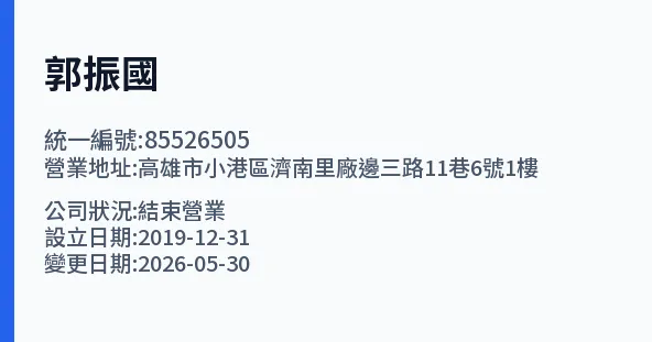 郭振國的照片-統編 85526505(高雄市) 公司登記資料與營業項目詳細圖表