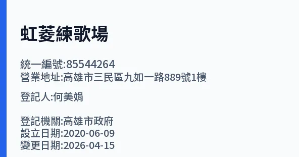 虹菱練歌場的照片-統編 85544264(高雄市) 公司登記資料與營業項目詳細圖表