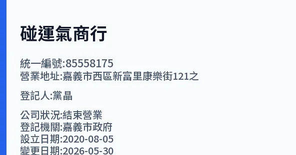 碰運氣商行的照片-統編 85558175(嘉義市) 公司登記資料與營業項目詳細圖表