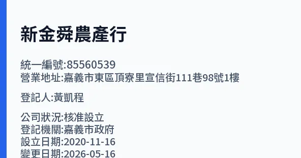 新金舜農產行的照片-統編 85560539(嘉義市) 公司登記資料與營業項目詳細圖表