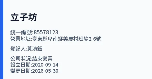 立子坊的照片-統編 85578123(臺東縣) 公司登記資料與營業項目詳細圖表