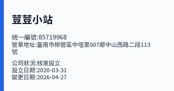 荳荳小站的照片-統編 85719968(臺南市) 公司登記資料與營業項目詳細圖表