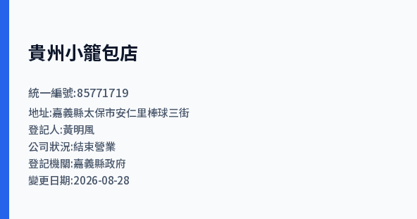 貴州小籠包店的照片-統編 85771719(嘉義縣) 公司登記資料與營業項目詳細圖表