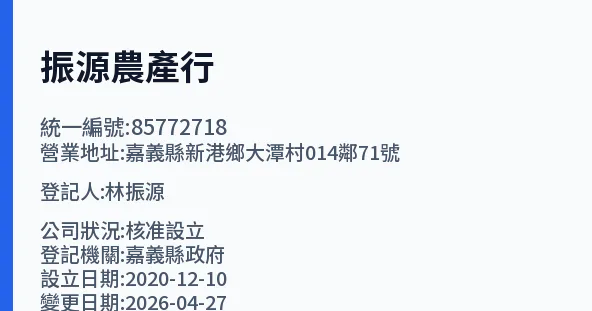 振源農產行的照片-統編 85772718(嘉義縣) 公司登記資料與營業項目詳細圖表
