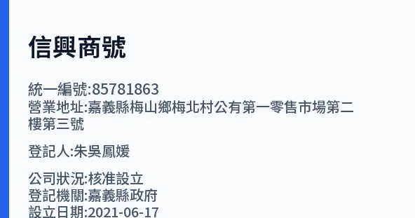信興商號的照片-統編 85781863(嘉義縣) 公司登記資料與營業項目詳細圖表