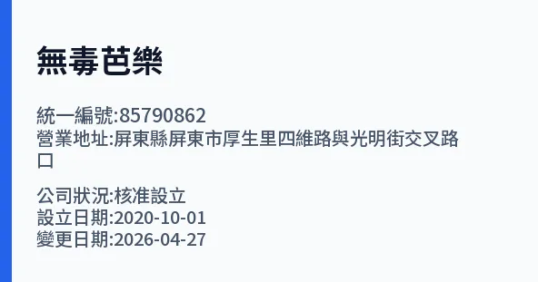 無毒芭樂的照片-統編 85790862(屏東縣) 公司登記資料與營業項目詳細圖表