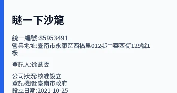瞇一下沙龍的照片-統編 85953491(臺南市) 公司登記資料與營業項目詳細圖表