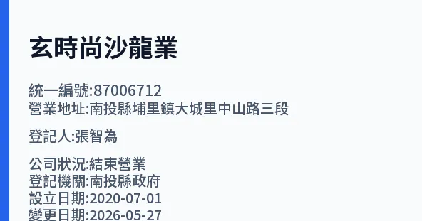 玄時尚沙龍業的照片-統編 87006712(南投縣) 公司登記資料與營業項目詳細圖表