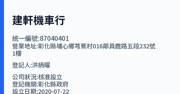 建軒機車行的照片-統編 87040401(彰化縣) 公司登記資料與營業項目詳細圖表