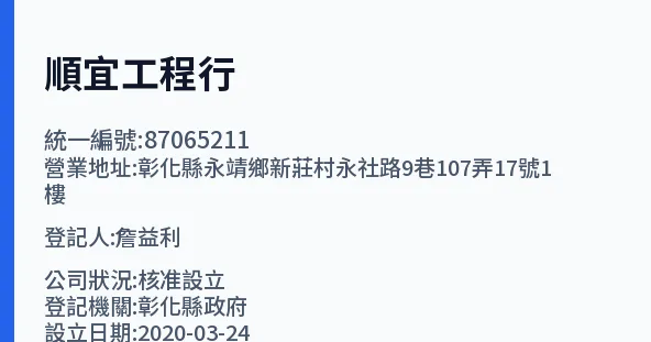 順宜工程行的照片-統編 87065211(彰化縣) 公司登記資料與營業項目詳細圖表
