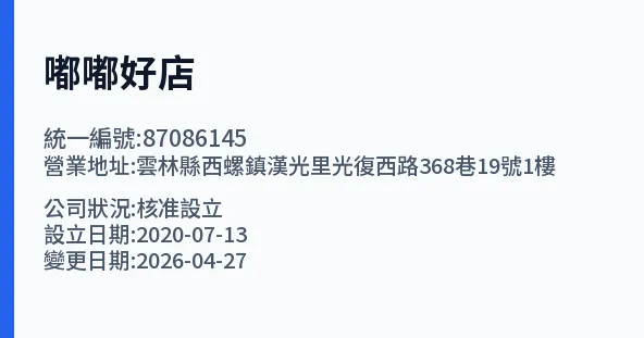 嘟嘟好店的照片-統編 87086145(雲林縣) 公司登記資料與營業項目詳細圖表