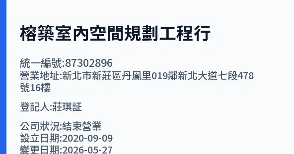 榕築室內空間規劃工程行的照片-統編 87302896(新北市) 公司登記資料與營業項目詳細圖表