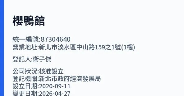 櫻鴨館的照片-統編 87304640(新北市) 公司登記資料與營業項目詳細圖表