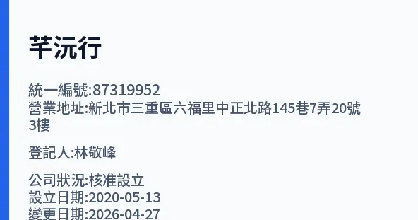 芊沅行的照片-統編 87319952(新北市) 公司登記資料與營業項目詳細圖表