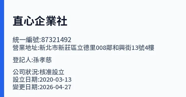 直心企業社的照片-統編 87321492(新北市) 公司登記資料與營業項目詳細圖表