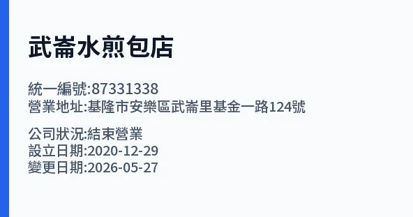 武崙水煎包店的照片-統編 87331338(基隆市) 公司登記資料與營業項目詳細圖表