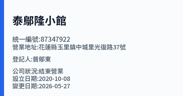 泰鄔隆小館的照片-統編 87347922(花蓮縣) 公司登記資料與營業項目詳細圖表