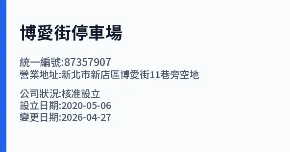 博愛街停車場的照片-統編 87357907(新北市) 公司登記資料與營業項目詳細圖表