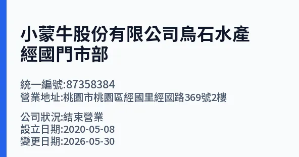 小蒙牛股份有限公司烏石水產經國門市部的照片-統編 87358384(桃園市) 公司登記資料與營業項目詳細圖表