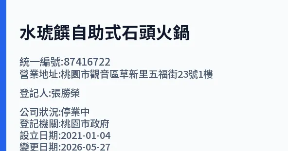 水琥饌自助式石頭火鍋的照片-統編 87416722(桃園市) 公司登記資料與營業項目詳細圖表