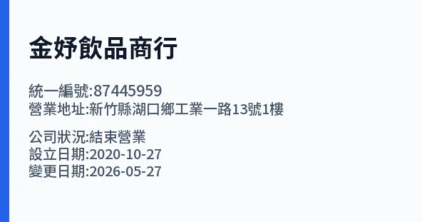 金妤飲品商行的照片-統編 87445959(新竹縣) 公司登記資料與營業項目詳細圖表